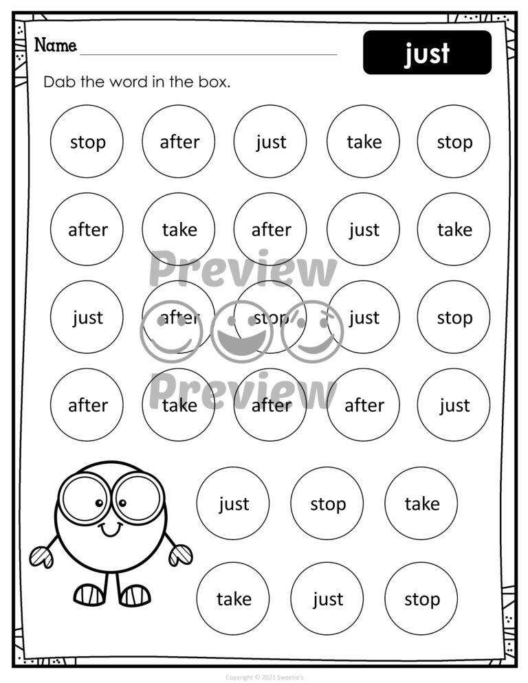 First Grade Sight Word Bingo Dabber Worksheets - Made By Teachers