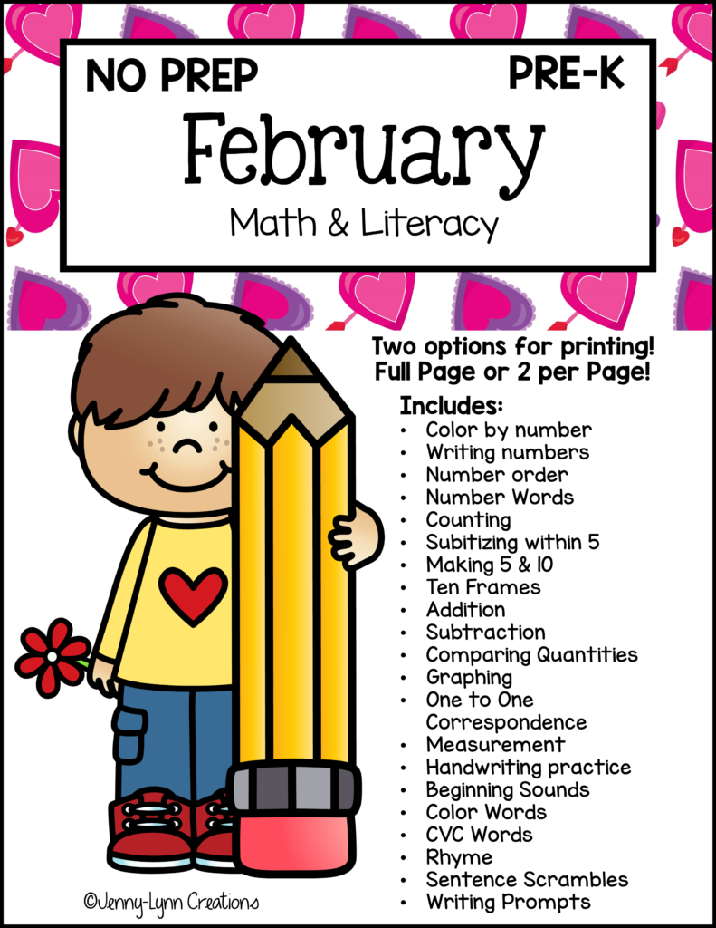 Pre-K February Math & Literacy - Made By Teachers