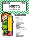 Pre-K March Math & Literacy - Made By Teachers