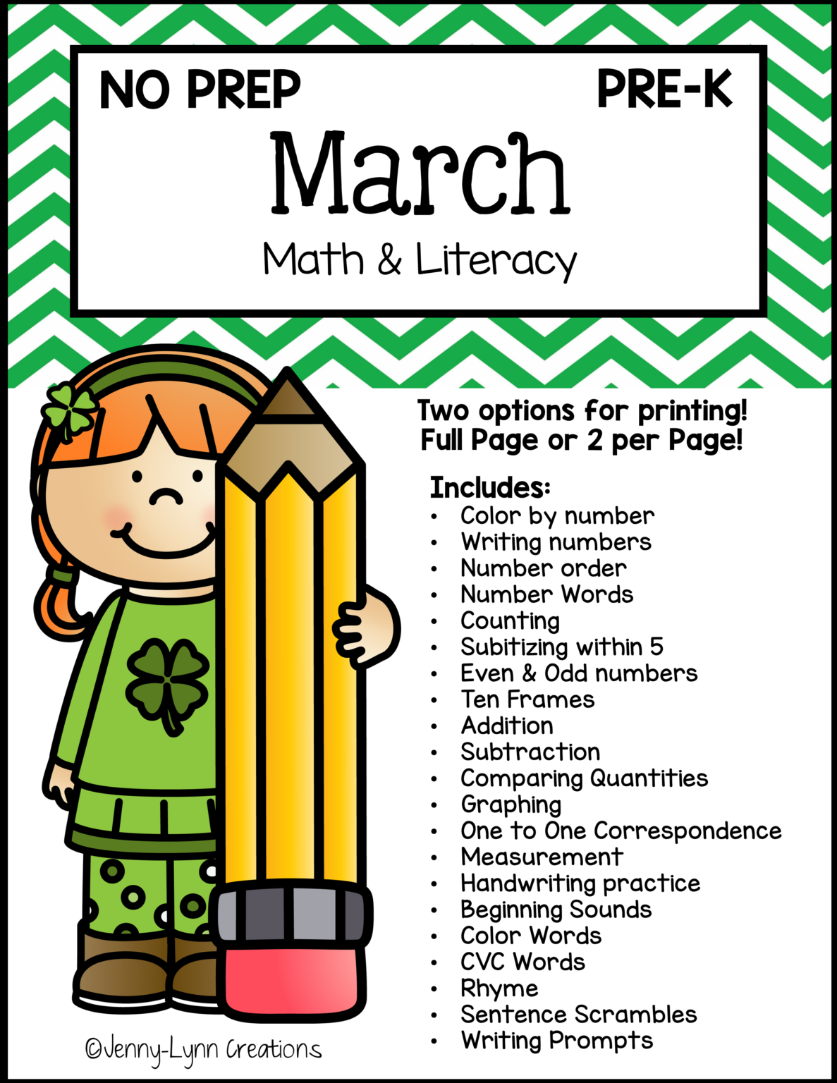 Pre-K March Math & Literacy | Made By Teachers