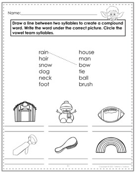 Learning the Six Syllable Types Packet 5 Vowel Team - Made By Teachers