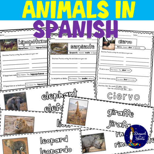 Animals in Spanish Worksheets and BOOM Cards - Made By Teachers
