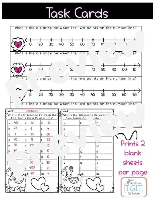 Distance on a Number Line Valentines Day | Made By Teachers
