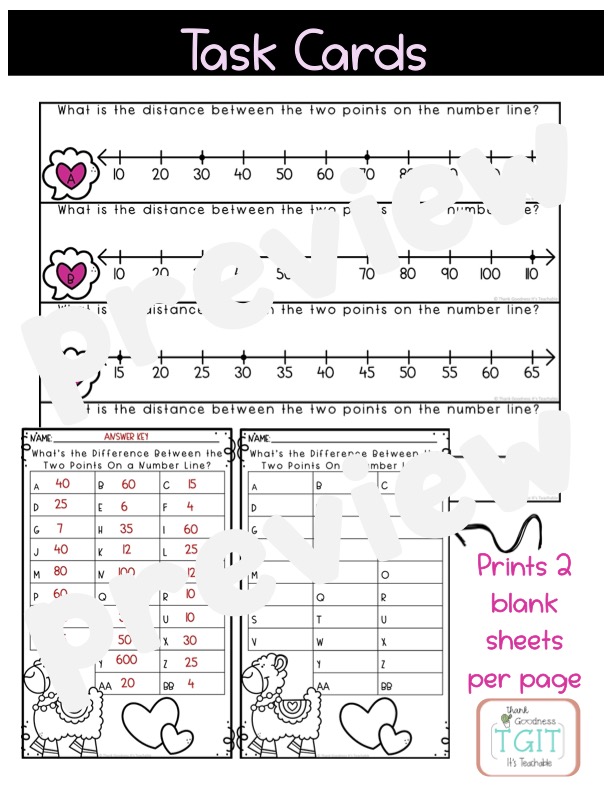 Distance on a Number Line Valentines Day | Made By Teachers