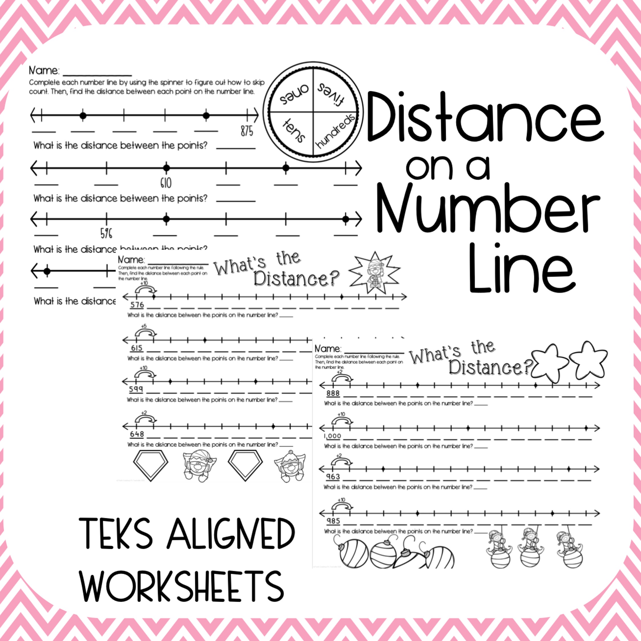 Distance on a Number Line | Christmas | MATH TEKS | Made By Teachers