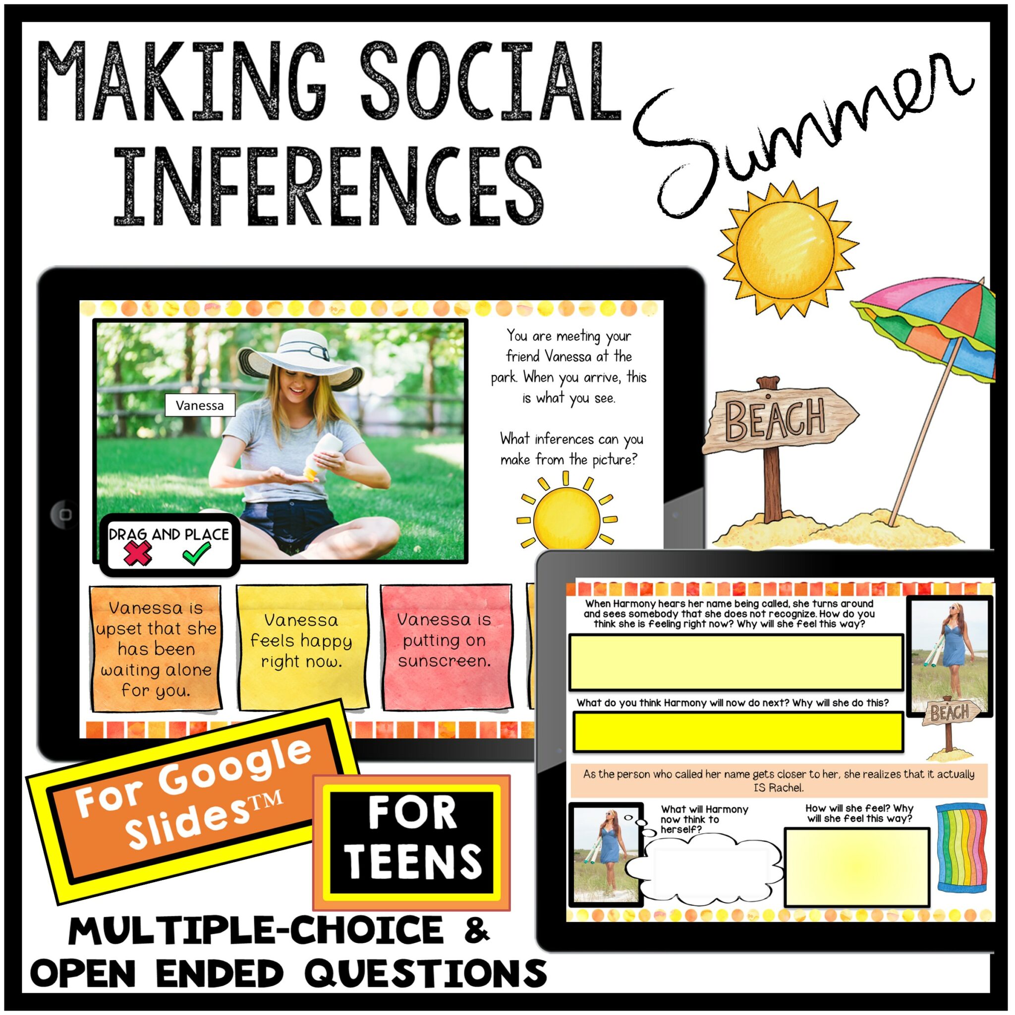 TEENS social inferences SUMMER social skills | Made By Teachers