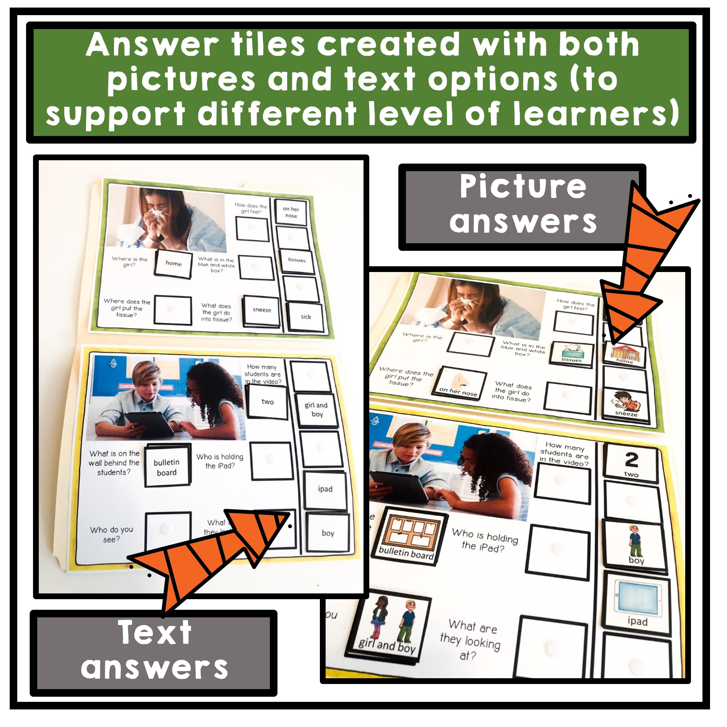 Adapted WH questions activities real life images | Made By Teachers