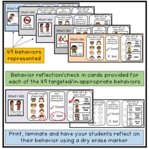 Behavior reflection check in self regulation social skills activities ...