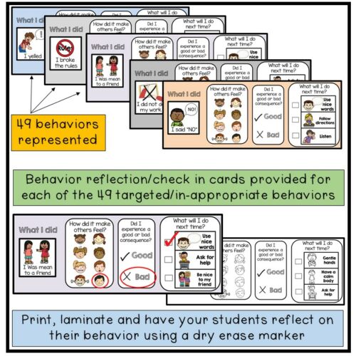 Behavior reflection check in self regulation social skills activities ...