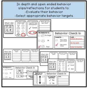 Behavior reflection check in self regulation slips - Made By Teachers