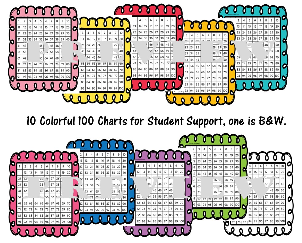 100s CHARTS WORKSHEETS - BLANK, FILL IN, MISSING NUMBERS - BACK TO ...