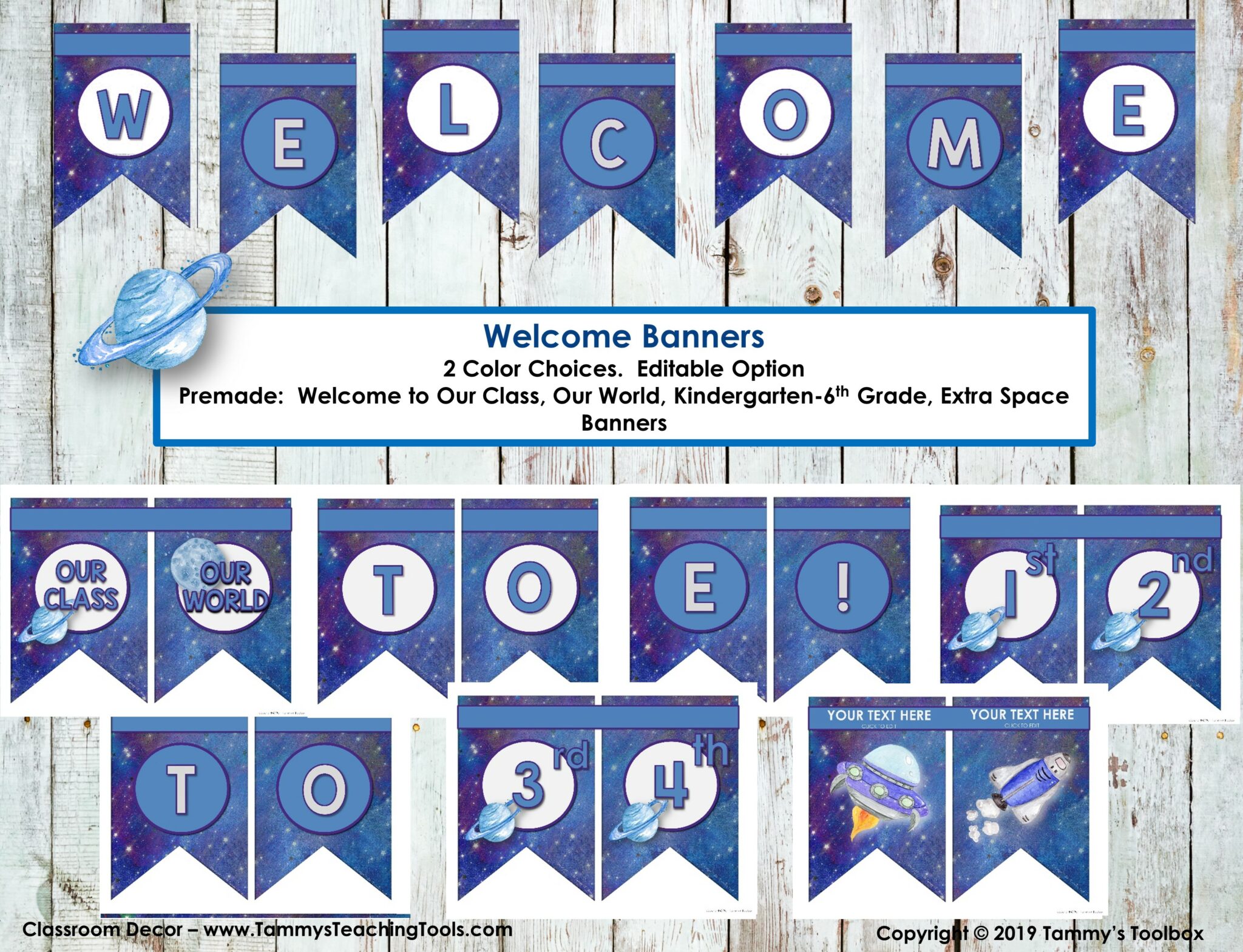 Classroom Decor Set in Galaxy Outer Space Theme | Made By Teachers