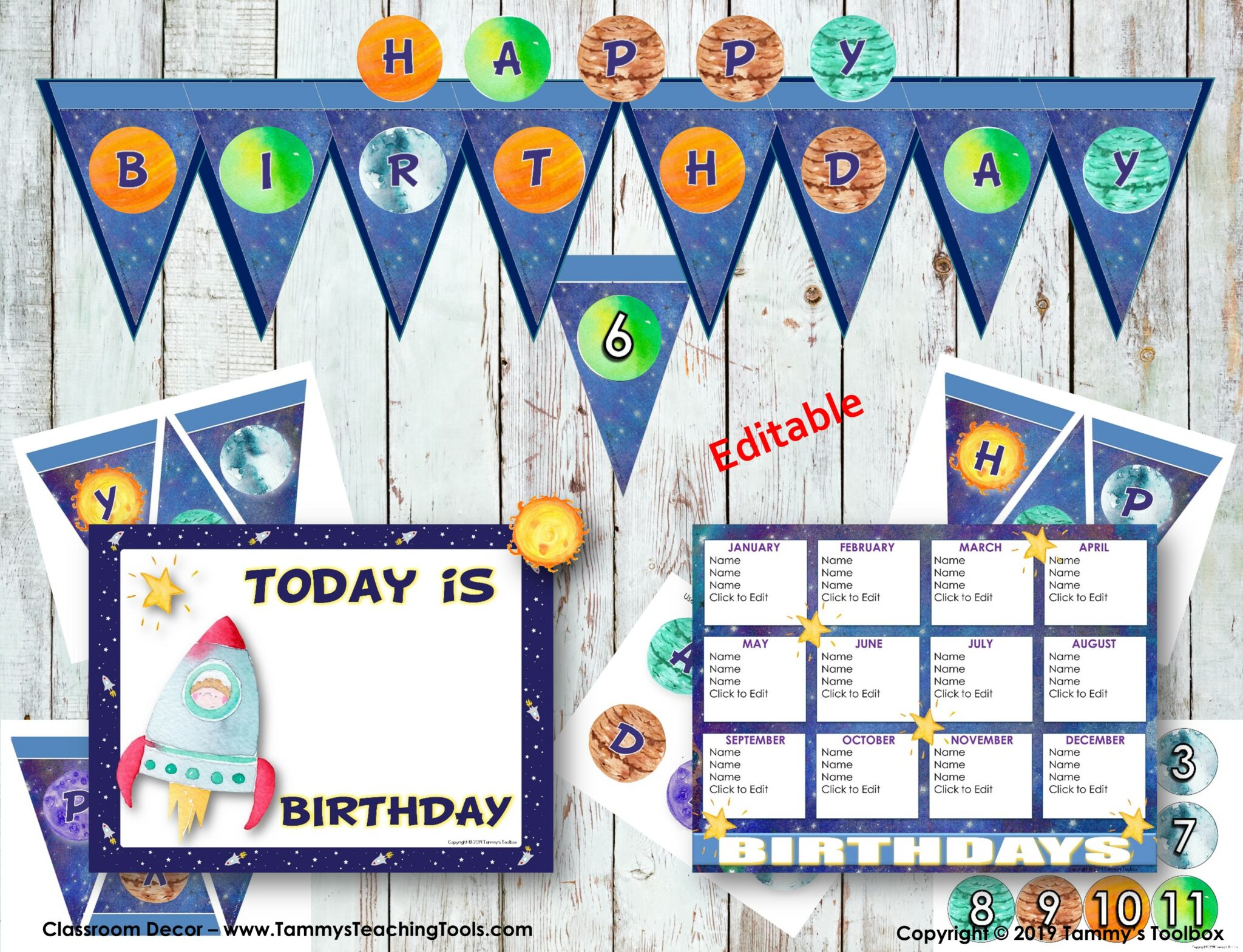 Classroom Decor Set in Galaxy Outer Space Theme | Made By Teachers