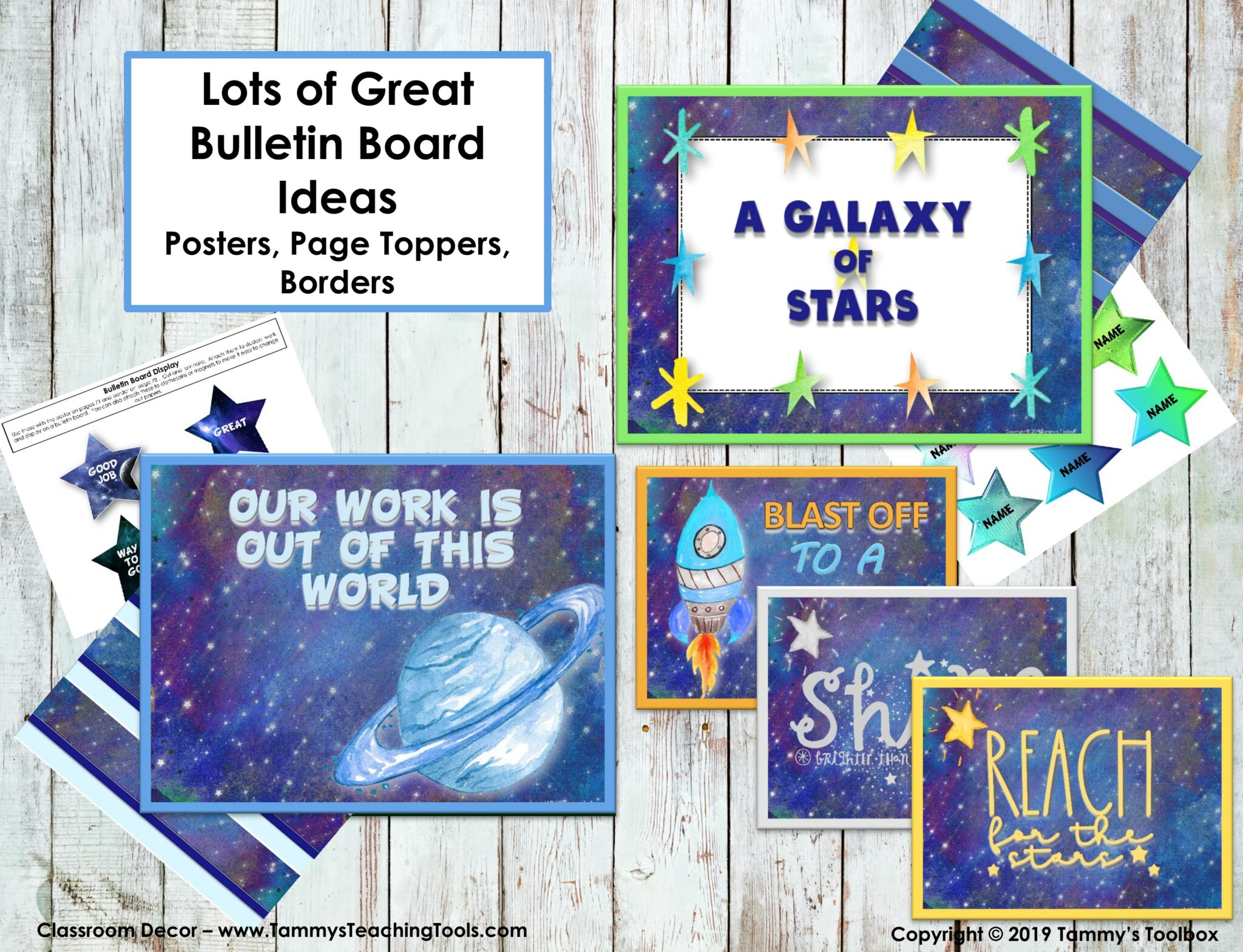 Classroom Decor Set in Galaxy Outer Space Theme | Made By Teachers