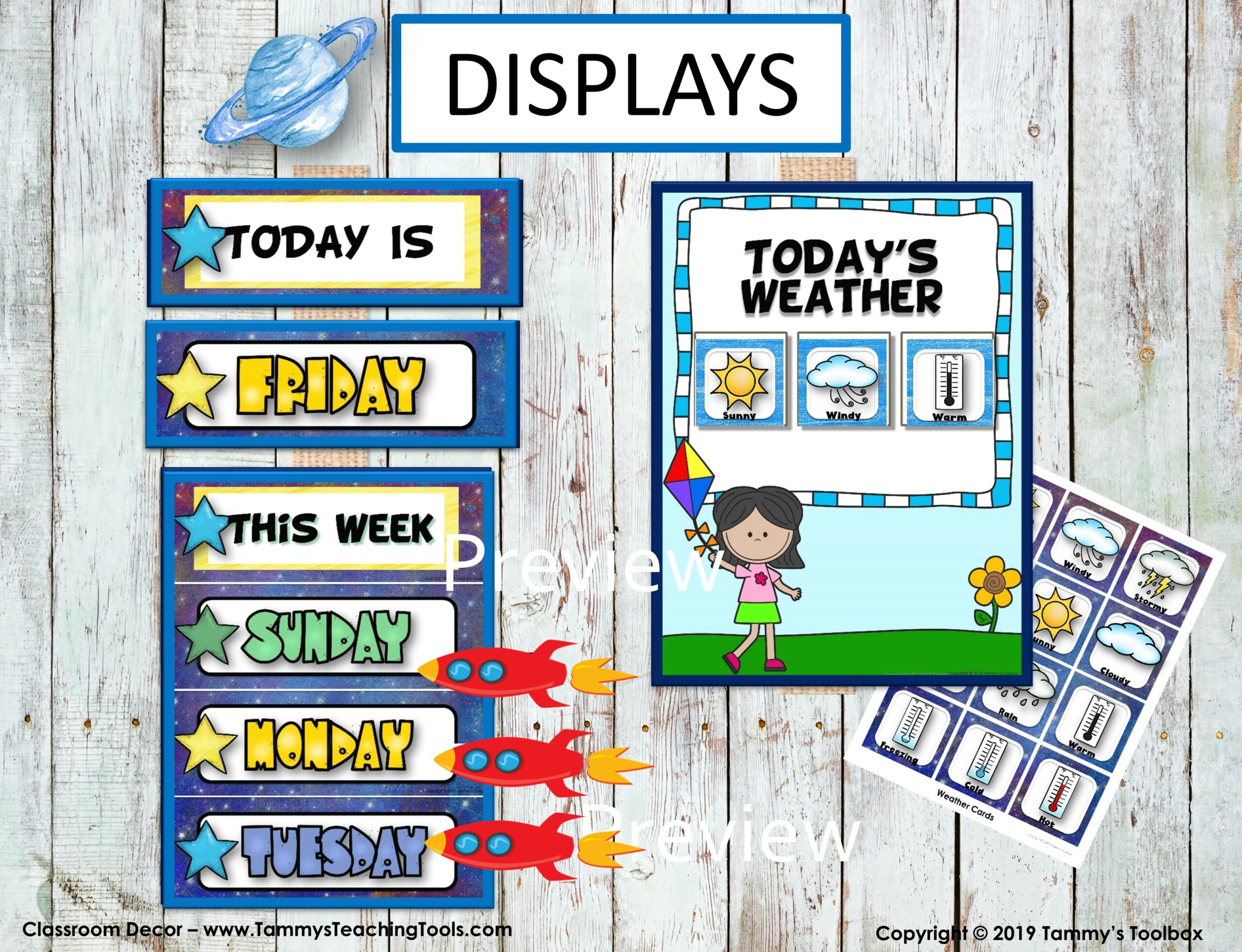 Editable Classroom Calendar in Galaxy Outer Space - Made By Teachers