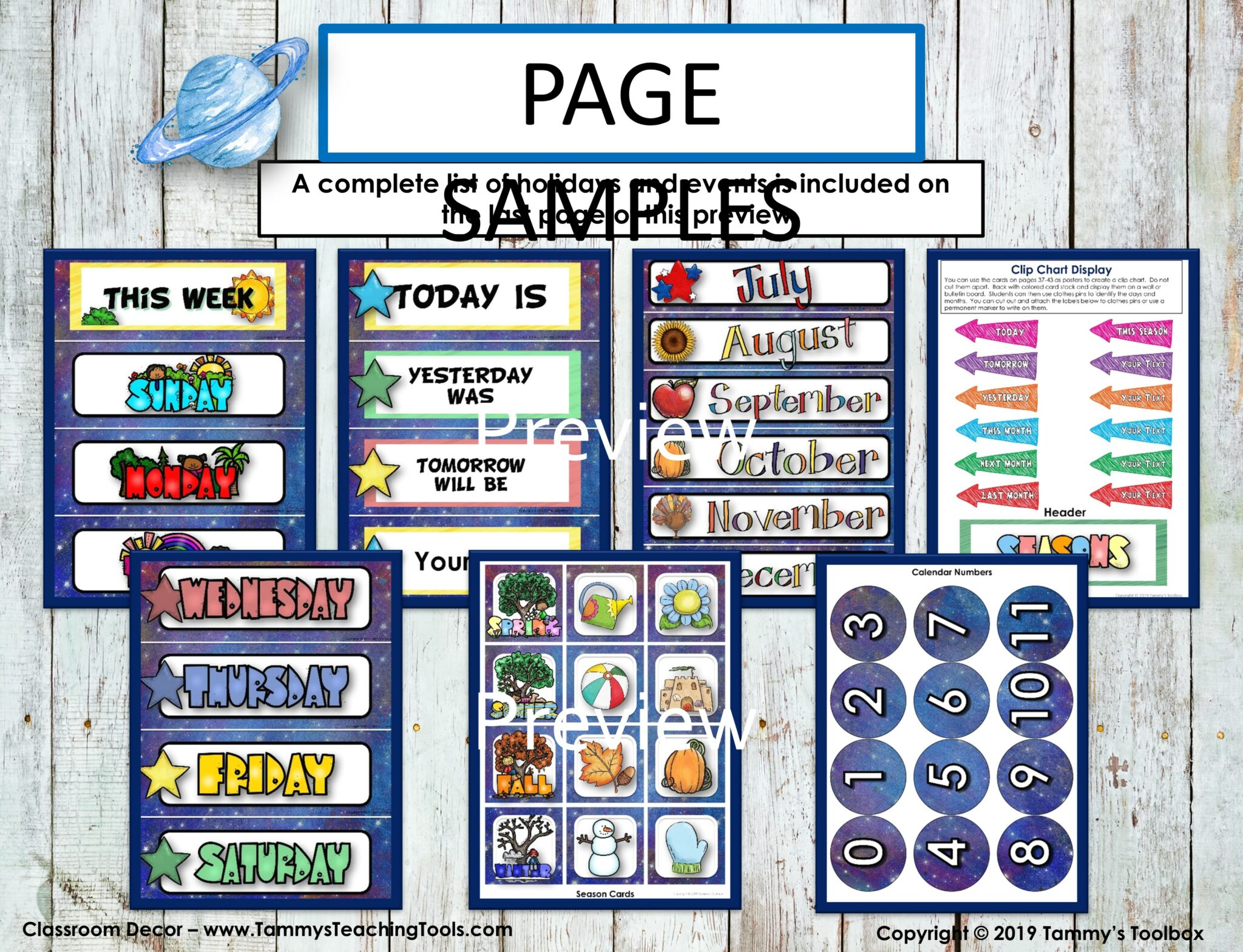 Editable Classroom Calendar in Galaxy Outer Space - Made By Teachers