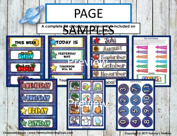 Editable Classroom Calendar in Galaxy Outer Space - Made By Teachers