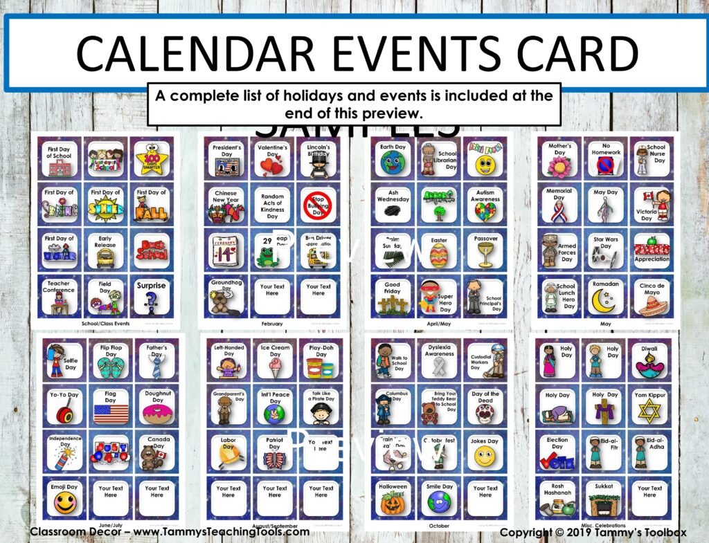 Editable Classroom Calendar in Galaxy Outer Space - Made By Teachers
