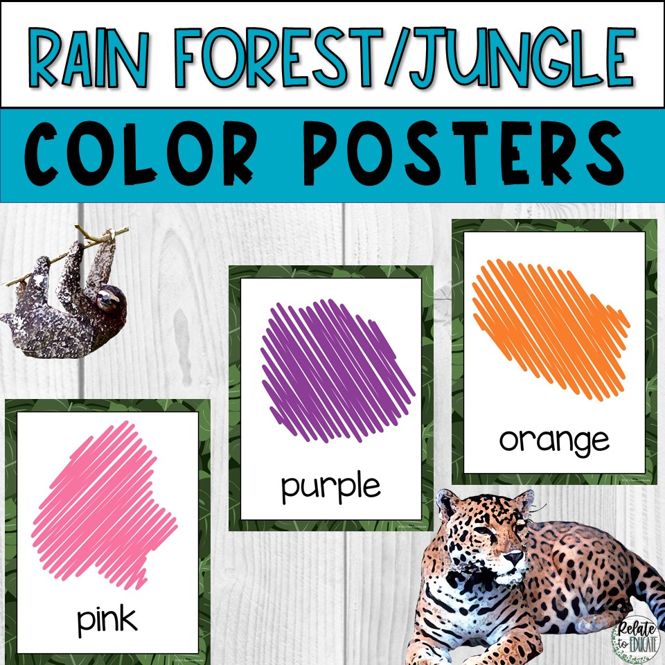 Rain Forest Jungle Printable Color Posters - Made By Teachers