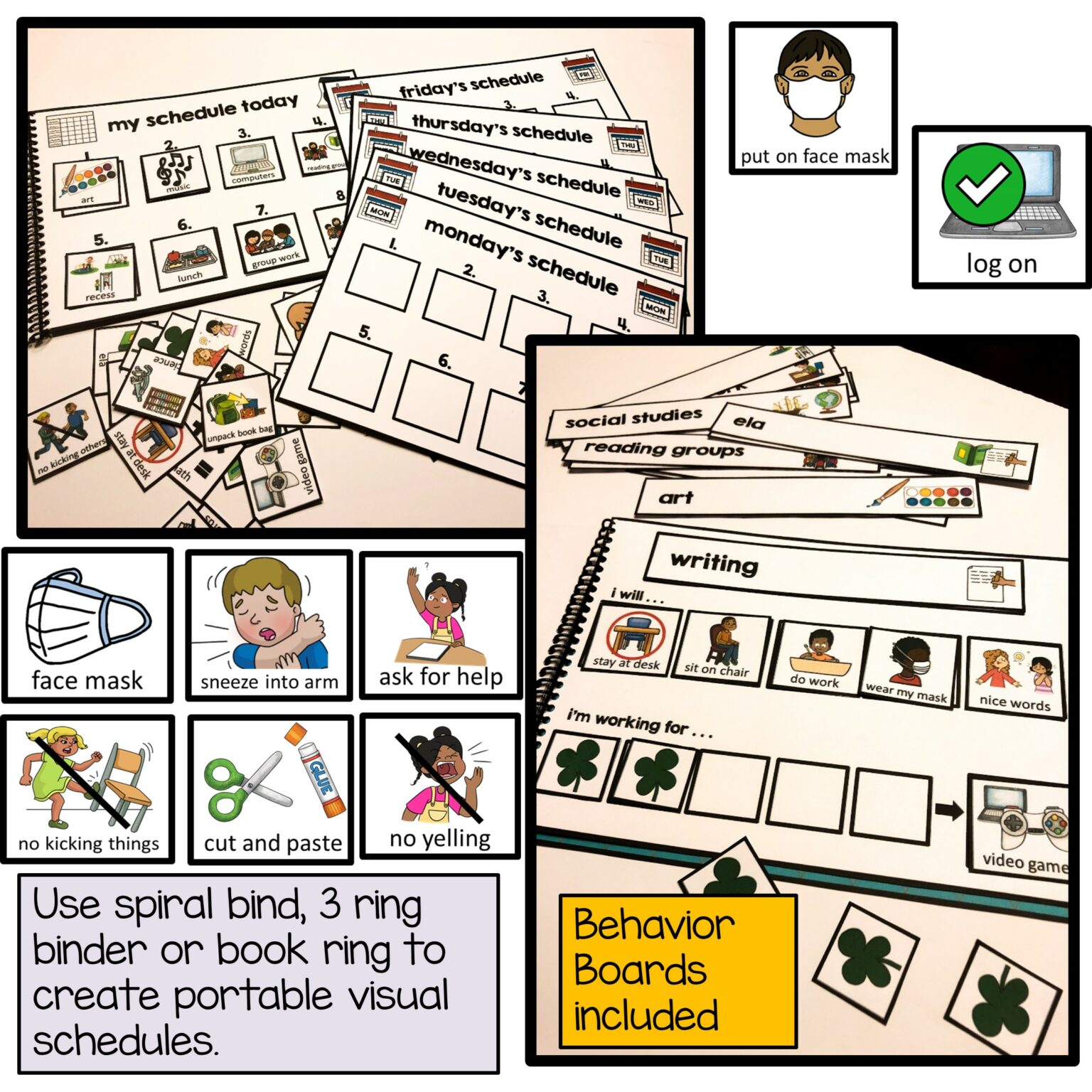 Portable Visual Schedule Booklet and Behavior | Made By Teachers