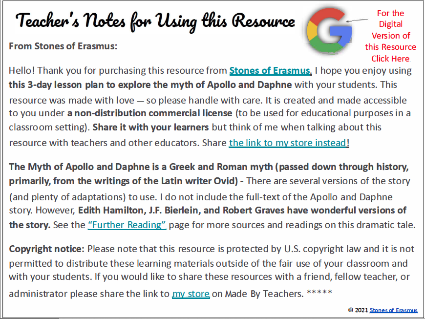 Mythology Series: Daphne and Apollo (Grades 7-12) | Made By Teachers