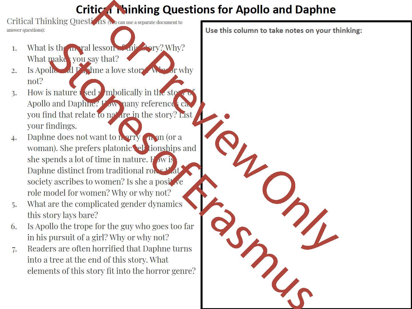 Daphne and Apollo Detailed Greek and Roman Myths Analysis for Middle ...