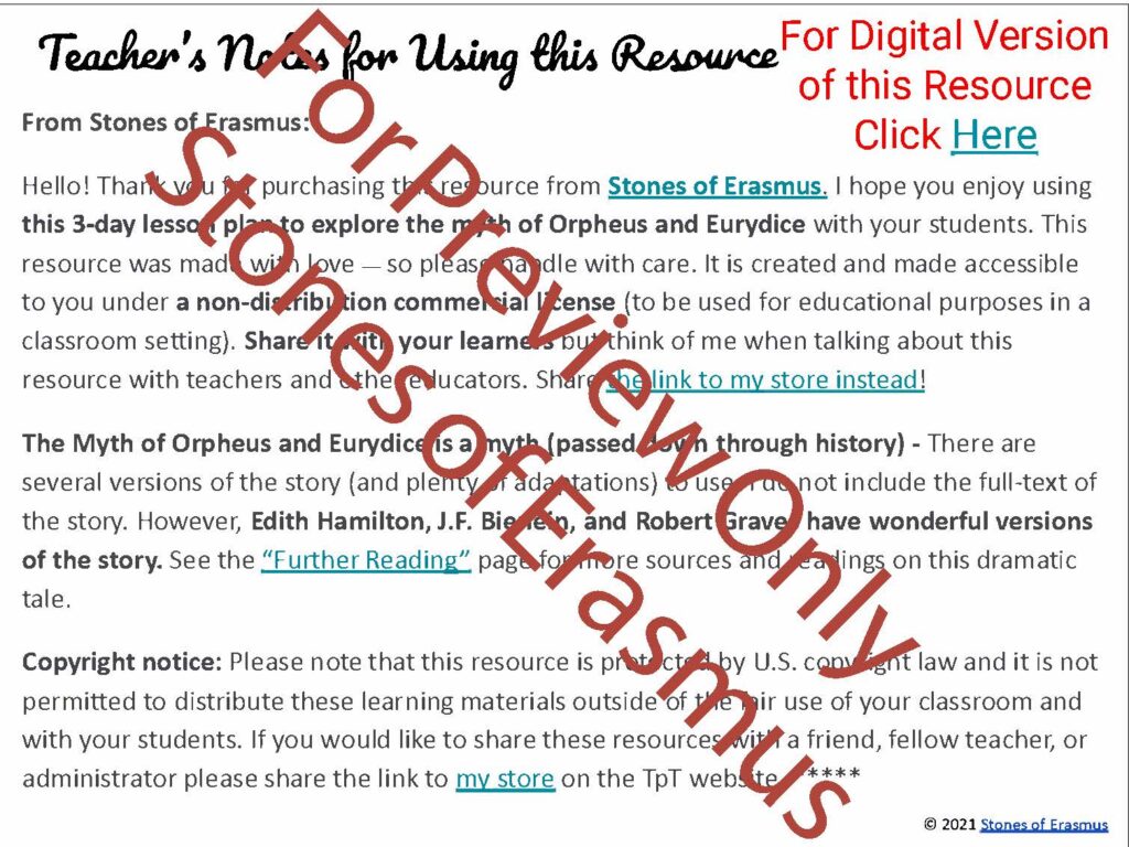 Mythology Series: Orpheus and Eurydice (9-12) | Made By Teachers