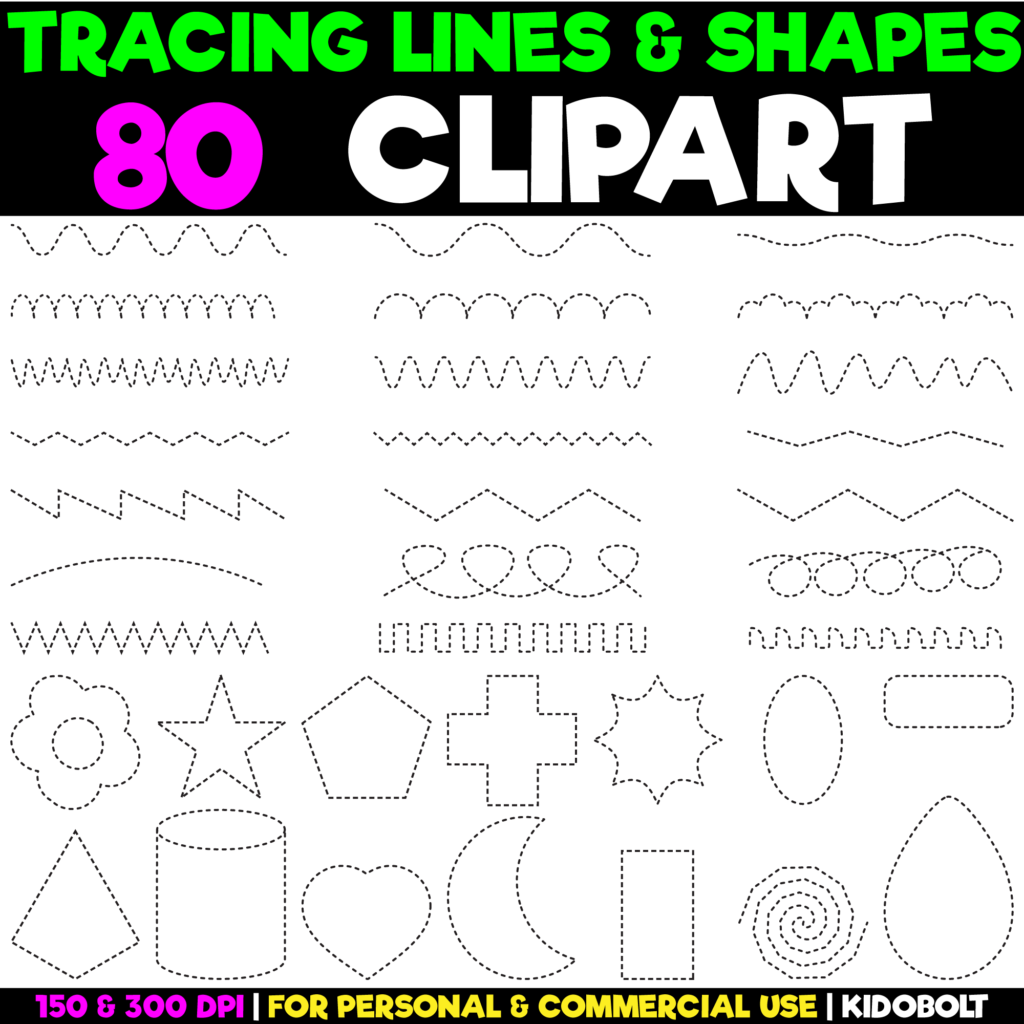 Tracing Lines and Shapes Clipart Set - Made By Teachers