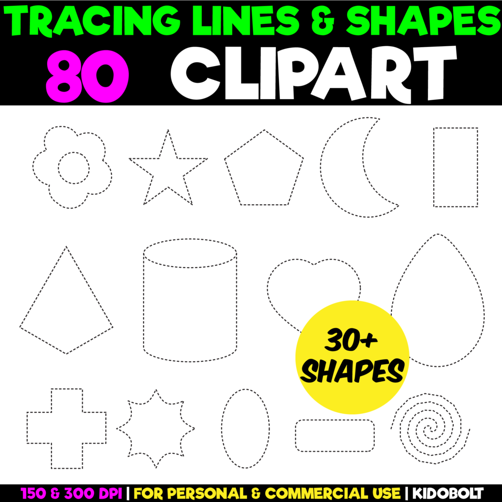 Tracing Lines and Shapes Clipart Set - Made By Teachers