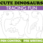 Cute Dinosaurs Tracing Shapes - Prewriting Workshe - Made By Teachers