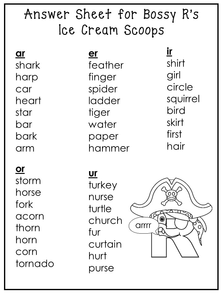 10 Printable R-Controlled Vowel Words Ice Cream Wo | Made By Teachers