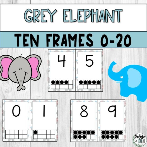 Grey Elephant Printable Ten Frame Posters - Made By Teachers