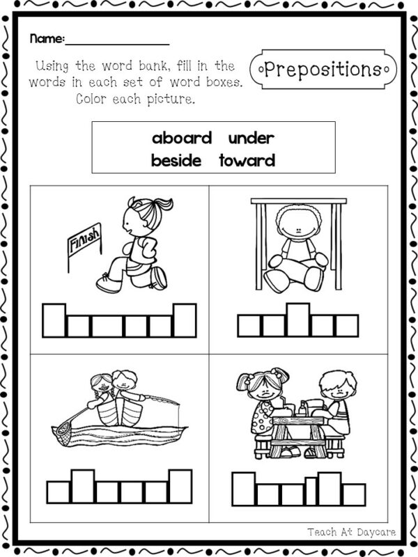 9 Prepositions Box Writing and Tracing Worksheets - Made By Teachers