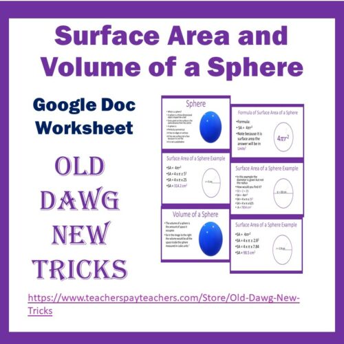 Surface Area and Volume of a Sphere Google Doc WS - Made By Teachers