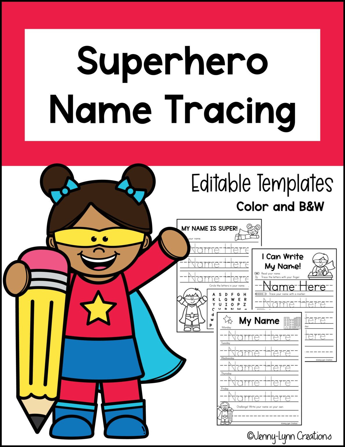 Superhero Editable Name Tracing | Made By Teachers