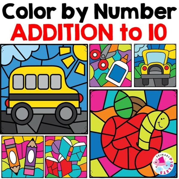 BACK TO SCHOOL COLOR BY NUMBER ADDITION AND SUBTRACTION TO 10 - Made By ...