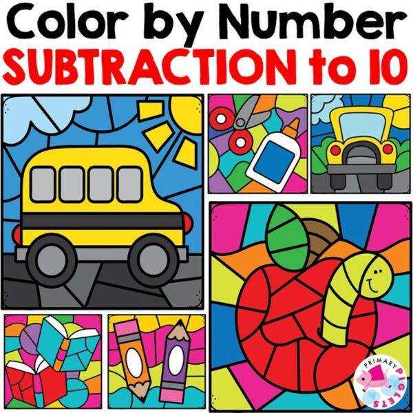 BACK TO SCHOOL COLOR BY NUMBER ADDITION AND SUBTRACTION TO 10 - Made By ...