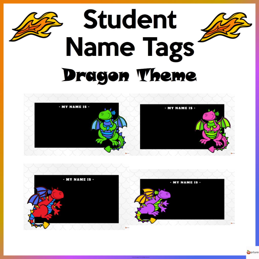 Editable Name Tags, Labels, and Student Awards Dragon Theme Bundle ...