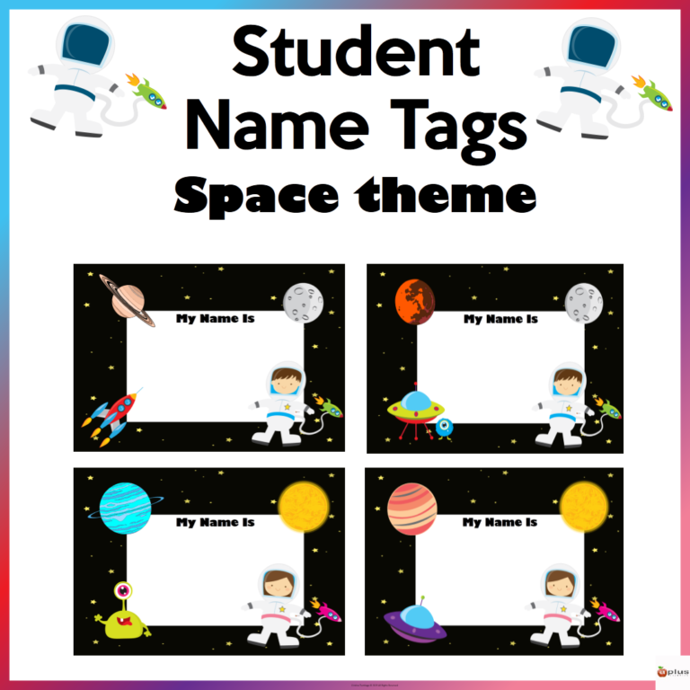 Editable Name Tags, Labels, and Agenda Display Reminders Space Theme ...