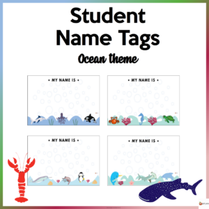 Editable Name Tags Ocean Theme - Made By Teachers