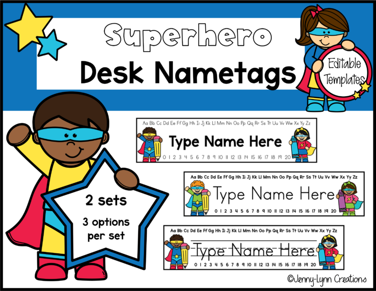 Editable Superhero Desk Nametags - Made By Teachers
