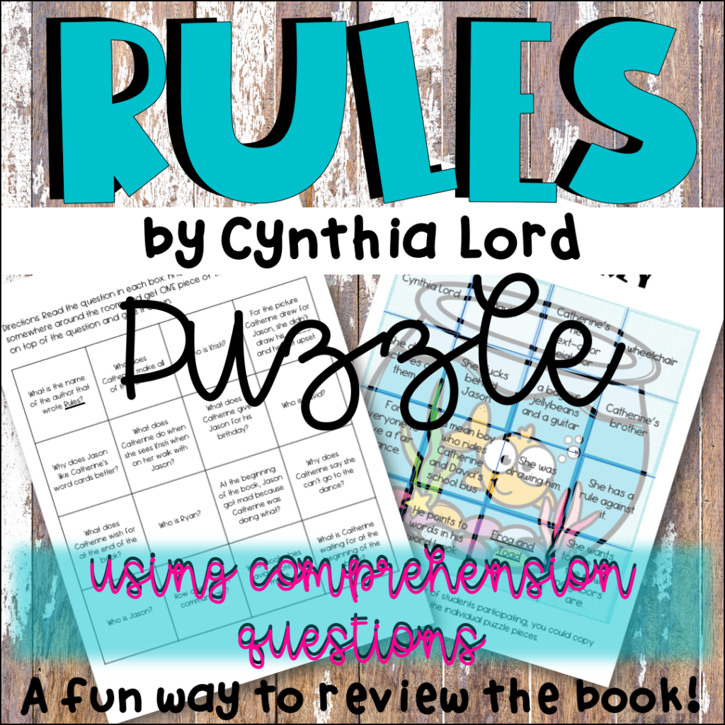 Rules by Cynthia Lord Scavenger Hunt & Dig. Puzzle | Made By Teachers