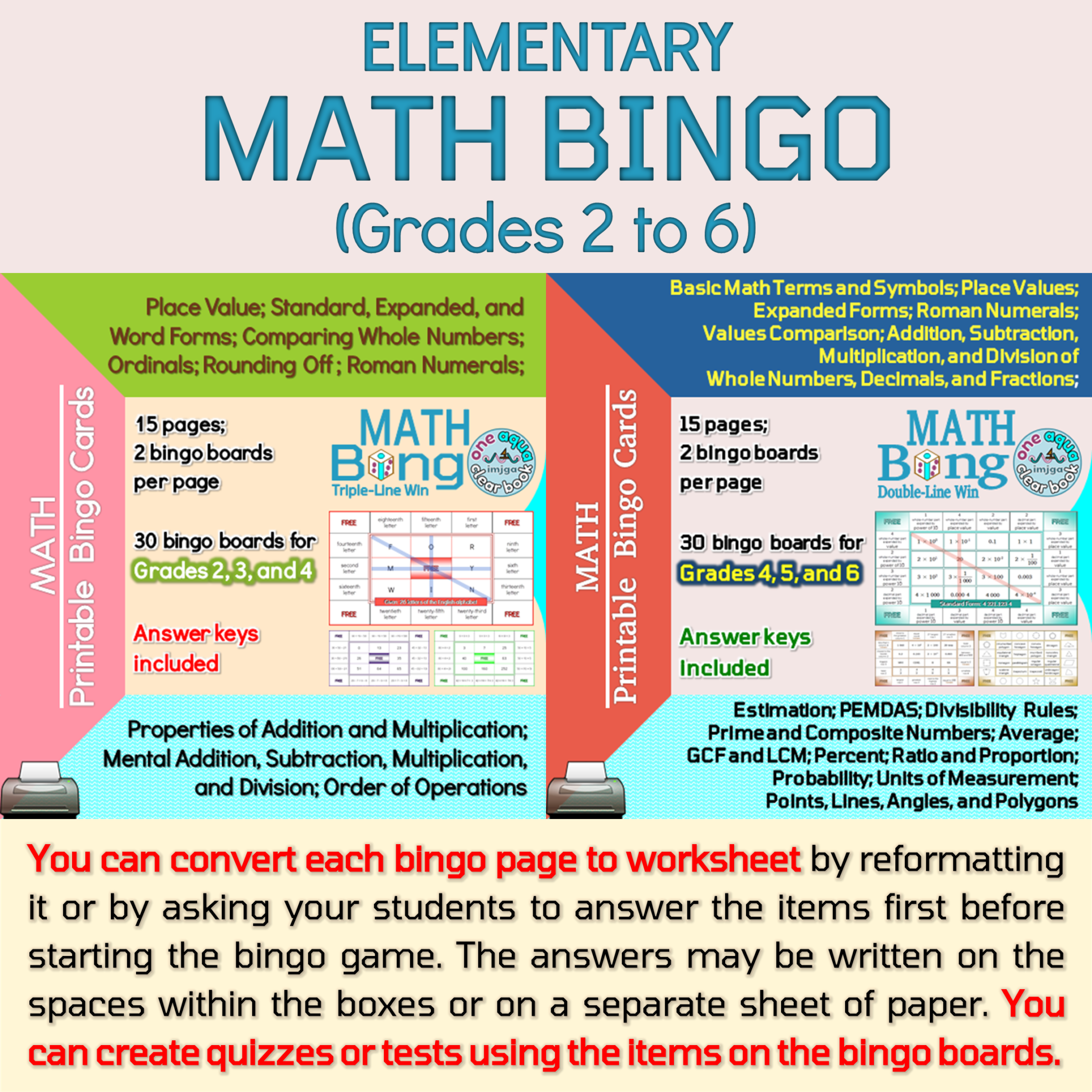 Elementary Math Bingo Games for Grades 2—6 | Made By Teachers