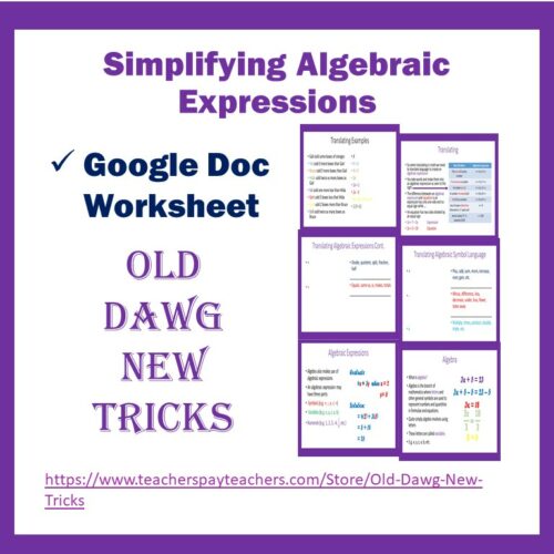 Simplifying Algebraic Expression Google Doc Assign | Made By Teachers