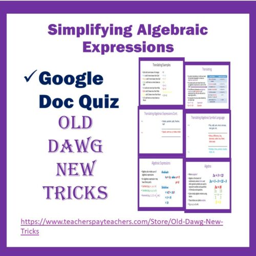 Simplifying Algebraic Expressions Google Doc Quiz - Made By Teachers