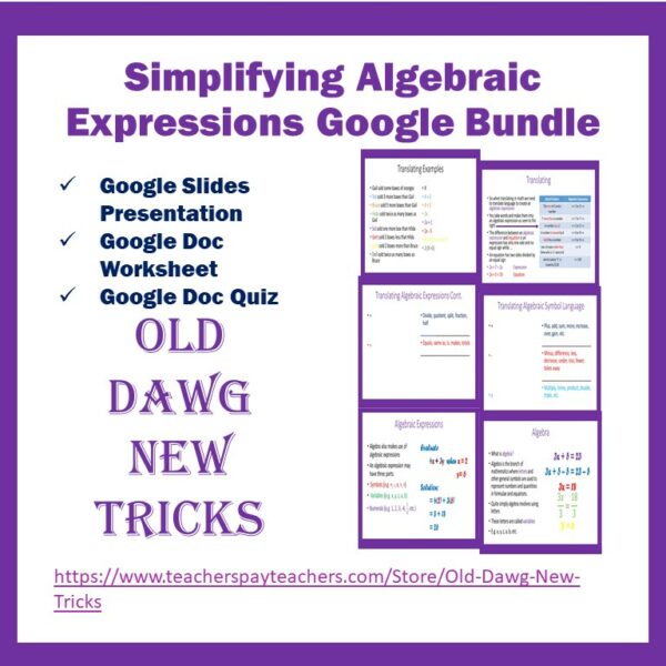Simplifying Algebraic Expressions Google Bundle | Made By Teachers Simplifying Algebraic Expressions Google Bundle | Made By Teachers