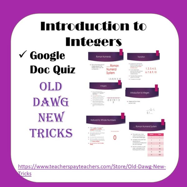 Introduction to Integers Google Doc Quiz | Made By Teachers