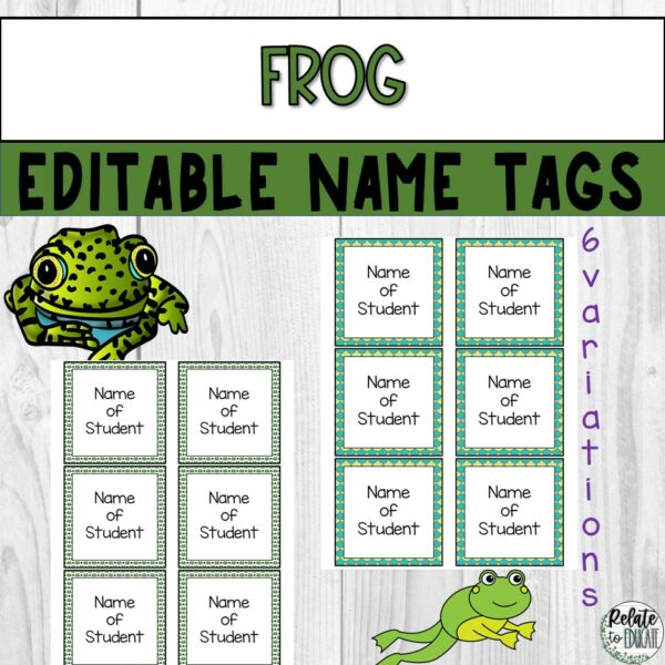 Green Frog Editable Printable Name Tags 3.5x3.5 | Made By Teachers