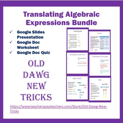 Translating Algebraic Expressions Google Bundle | Made By Teachers