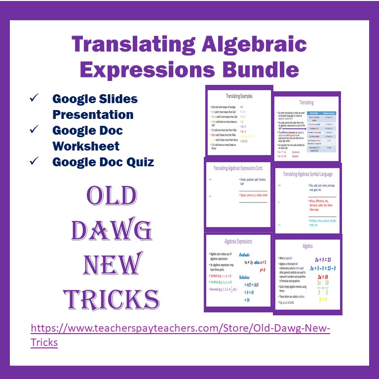Translating Algebraic Expressions Google Bundle | Made By Teachers